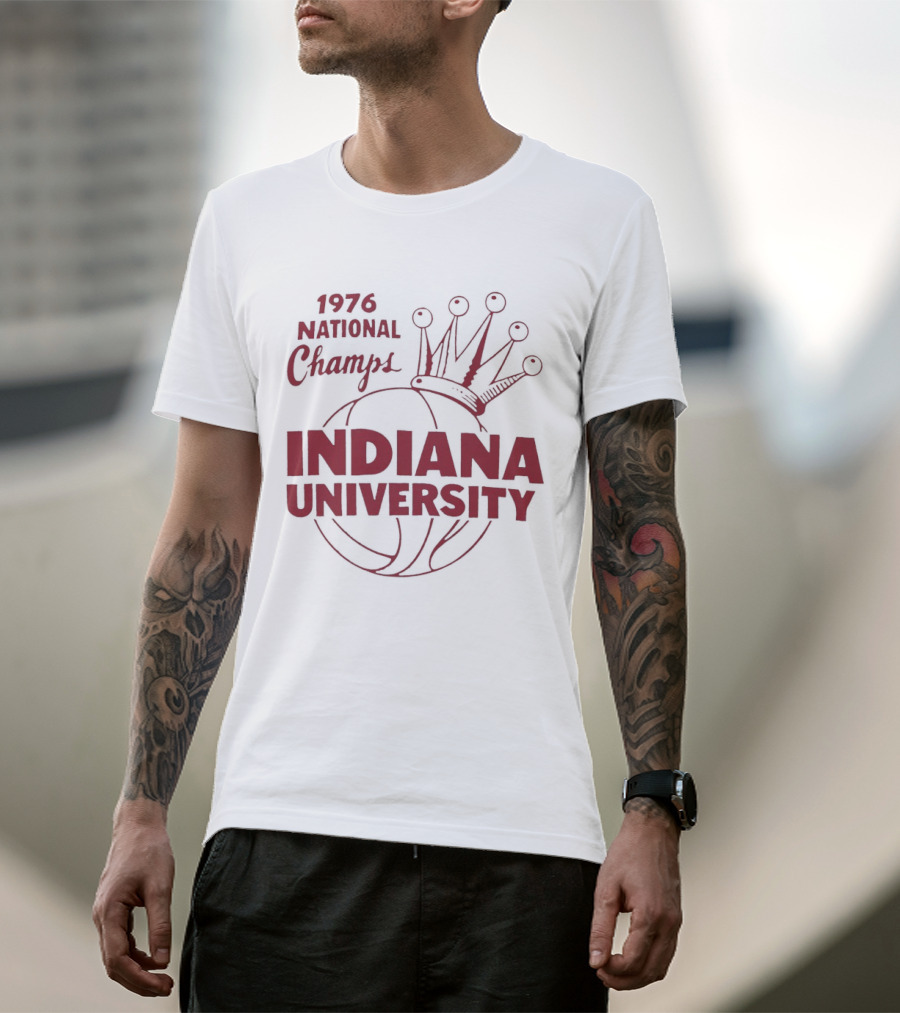 Indiana University 1976 National Champs Basketball Crown T-Shirt