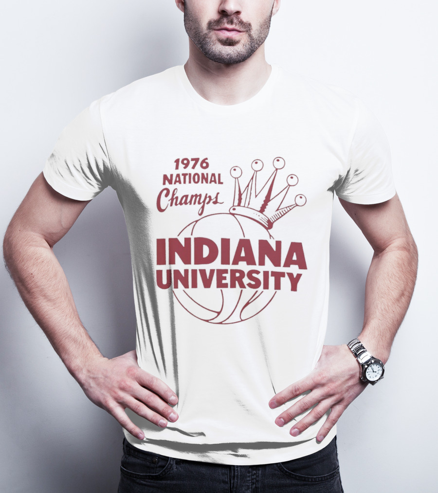 Indiana University 1976 National Champs Basketball Crown T-Shirt