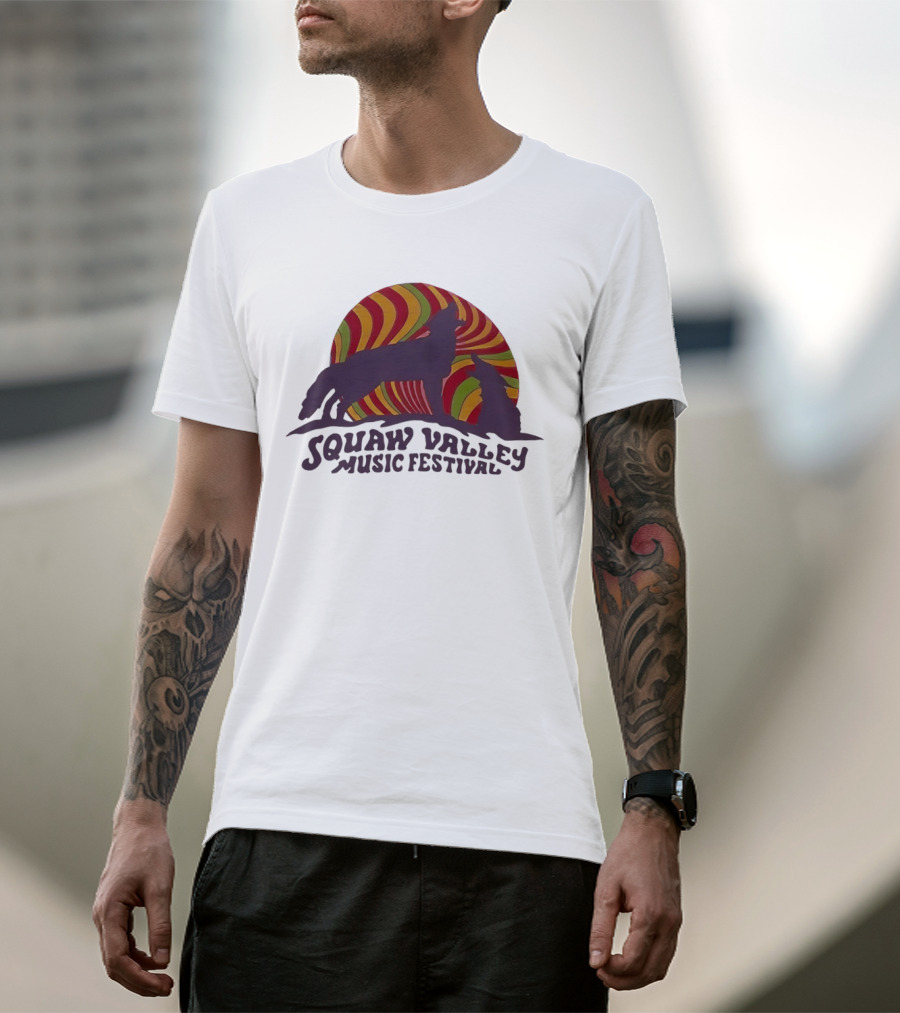 Squaw Valley Music Festival Psychedelic Wolf And Sunburst T-Shirt