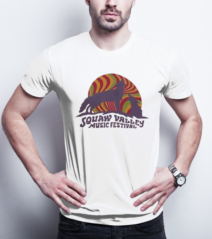 Squaw Valley Music Festival Psychedelic Wolf And Sunburst T-Shirt