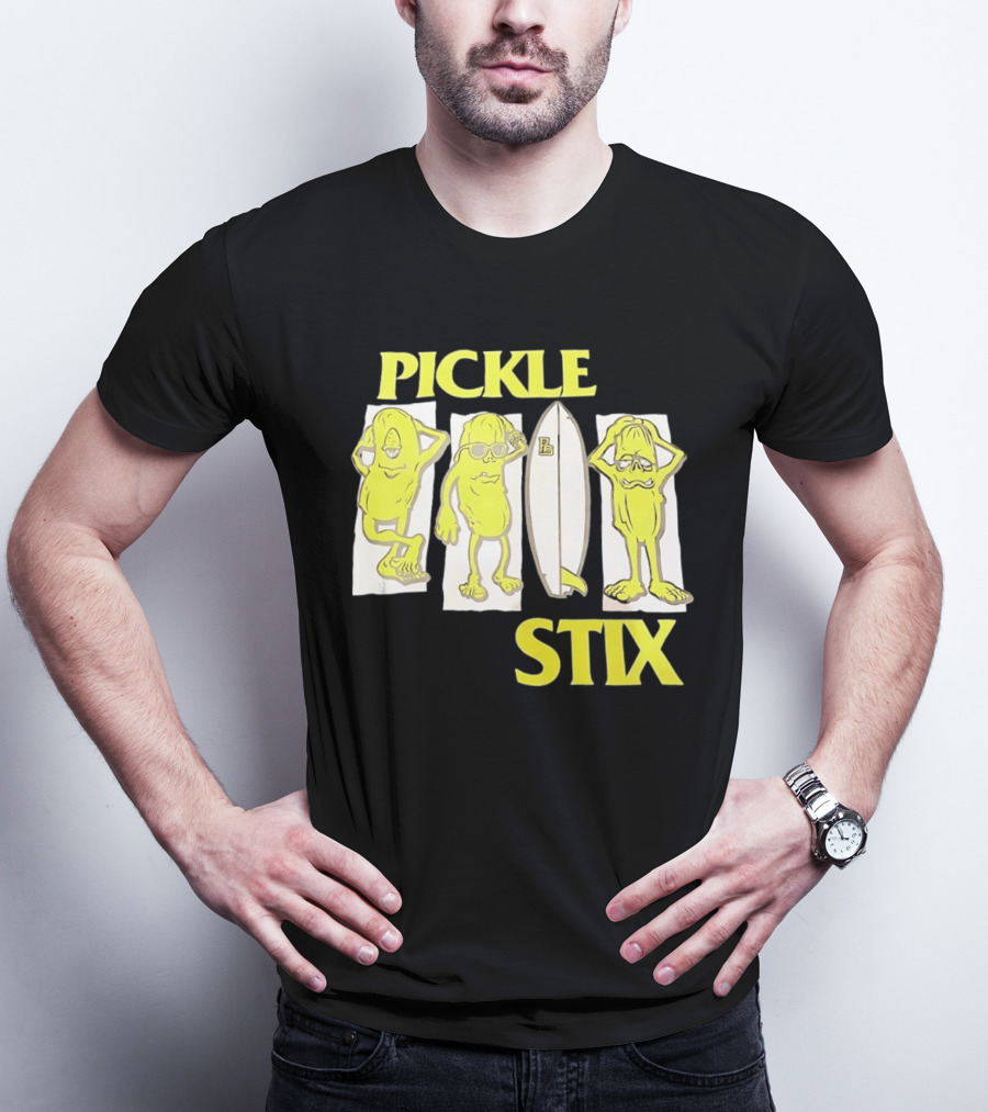 Pickle Stix Surfboard Vacation Characters T-Shirt