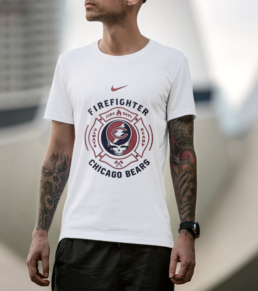 Nike Firefighter Chicago Bears Grateful Dead Collaboration T-Shirt