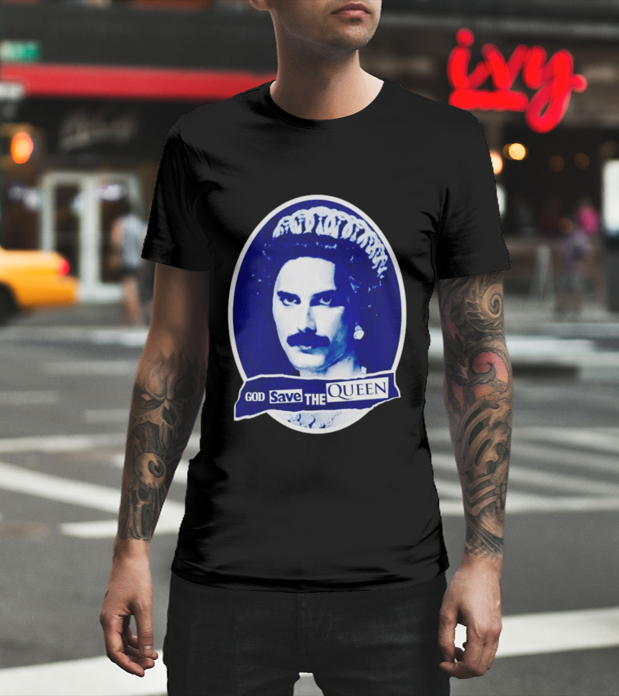 God Save The Queen Freddy Mercury Regal Punk Icon Sticker T-Shirt