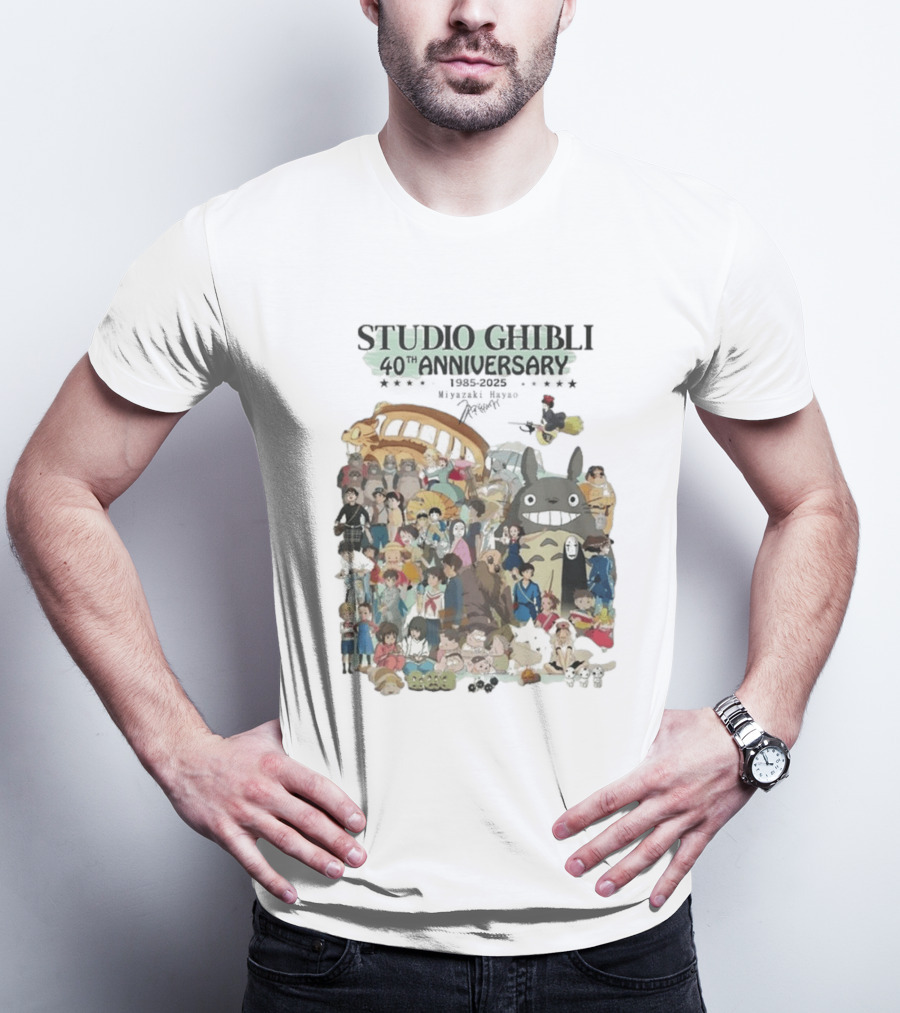 Studio Ghibli 40th Anniversary 1985 2025 Miyazaki Hayao Totoro Spirited Away Characters T-Shirt