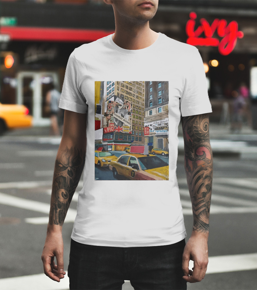 New York City Times Square Taxi Doubles Business British Flag T-Shirt