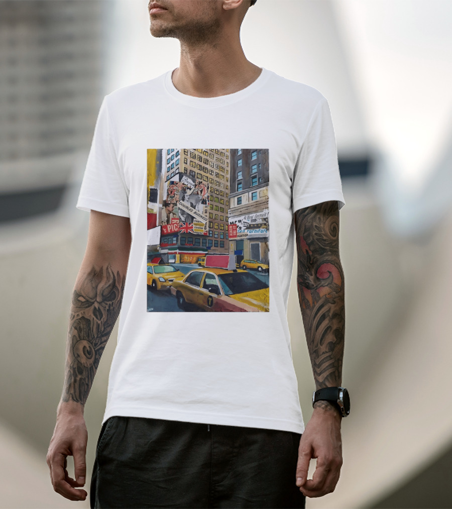 New York City Times Square Taxi Doubles Business British Flag T-Shirt