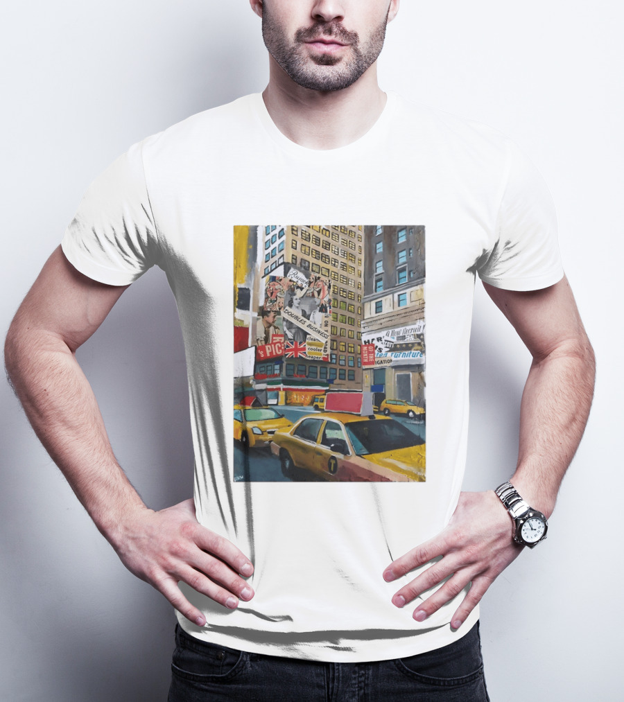 New York City Times Square Taxi Doubles Business British Flag T-Shirt