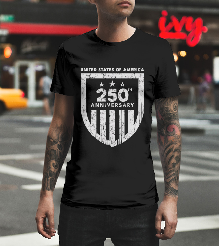 United States Of America 250th Anniversary Shield Stars Stripes T-Shirt