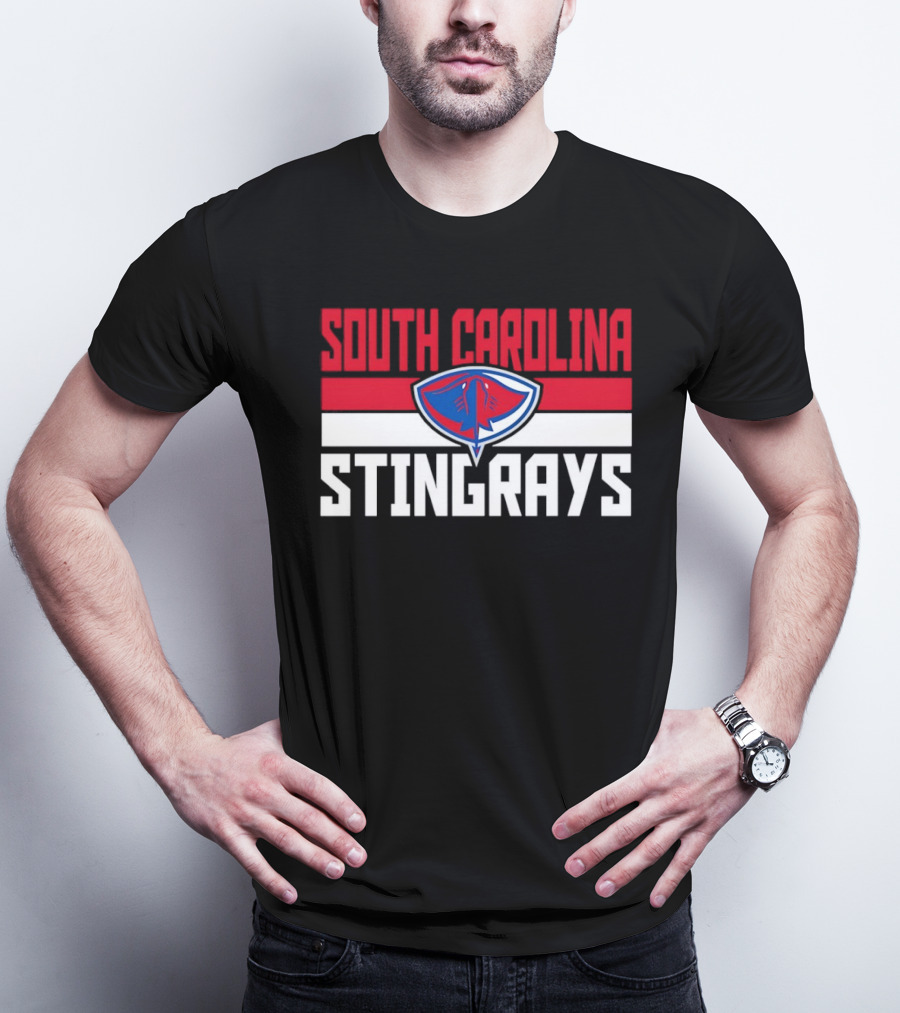 South Carolina Stingrays Hockey Team Logo Bold Red Blue White T-Shirt