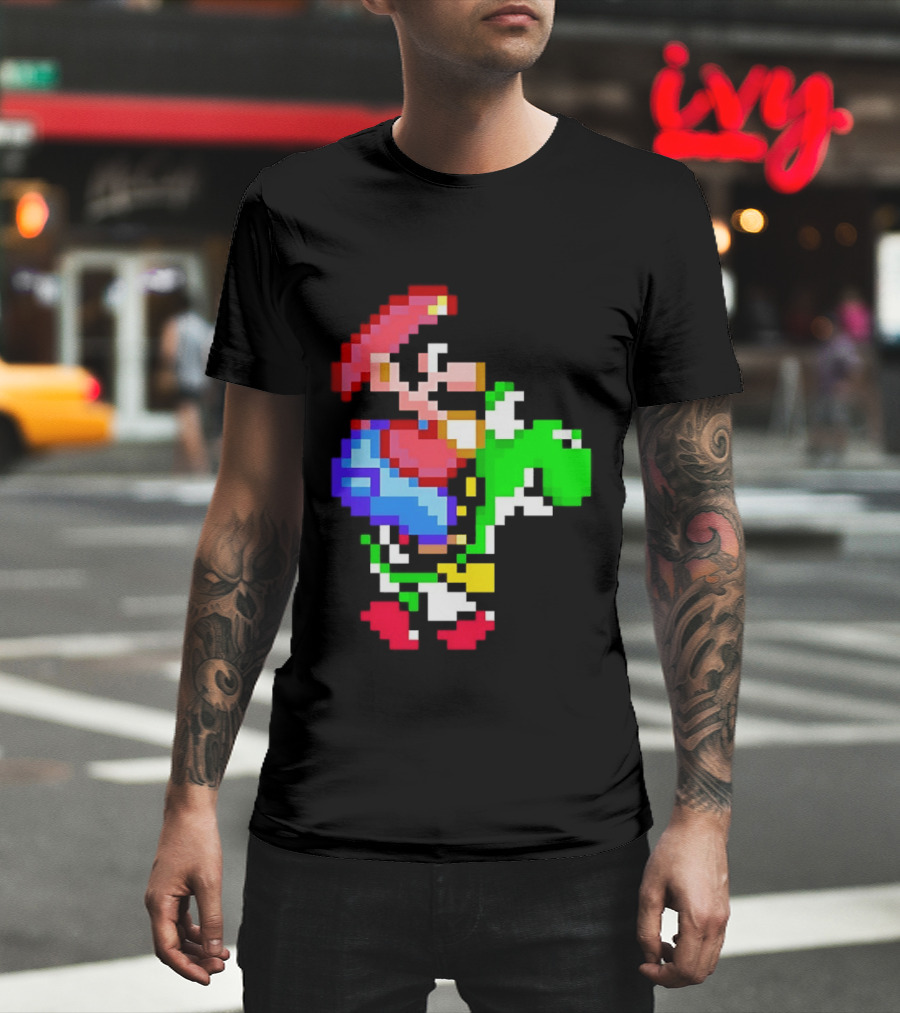 Mario And Yoshi Super Mario World Pixel T-Shirt