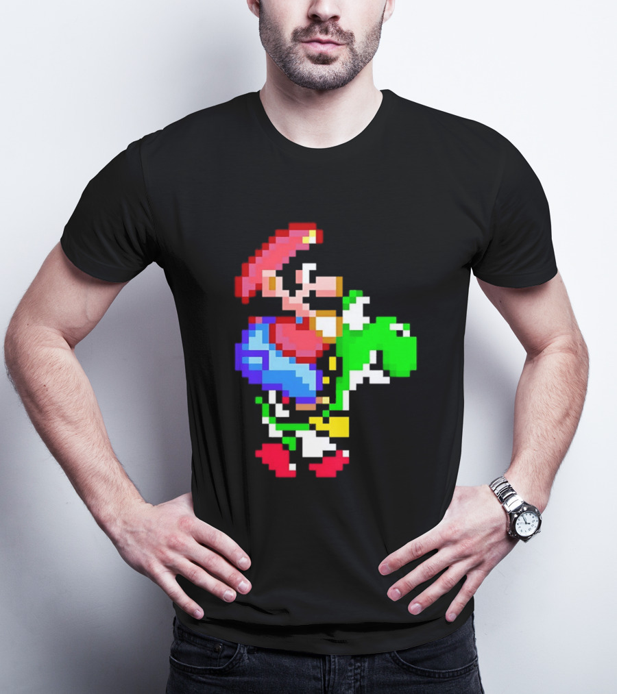 Mario And Yoshi Super Mario World Pixel T-Shirt