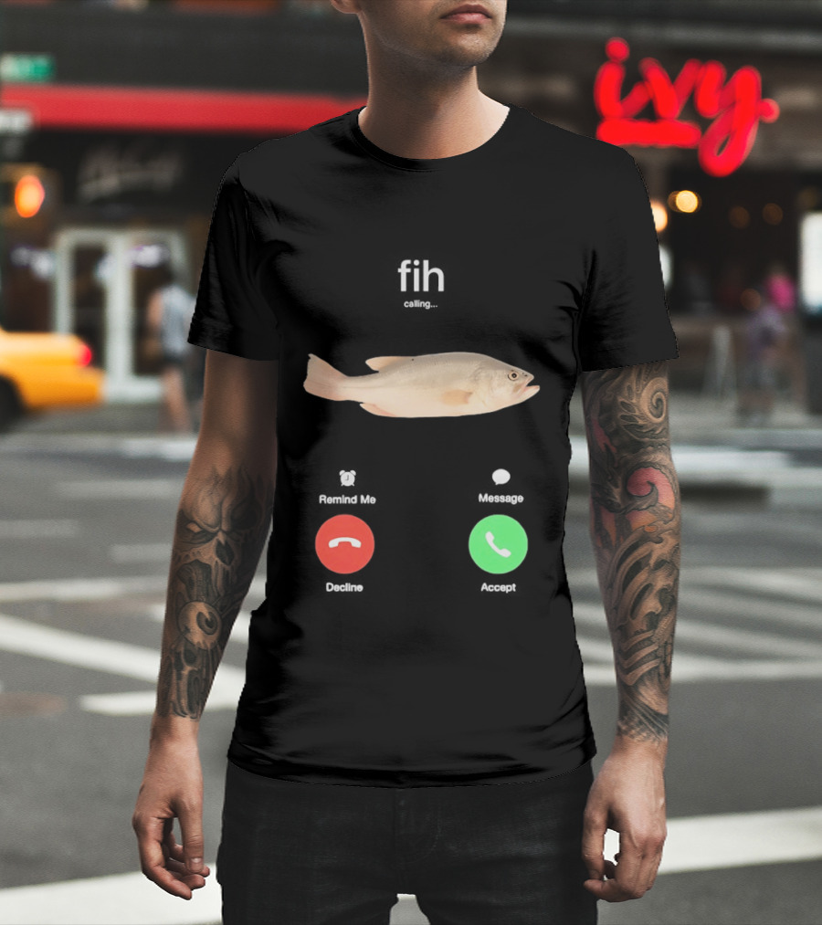 Fish Phone Call Funny User Interface Comedy T-Shirt