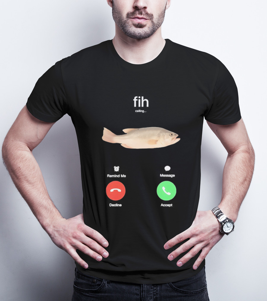 Fish Phone Call Funny User Interface Comedy T-Shirt