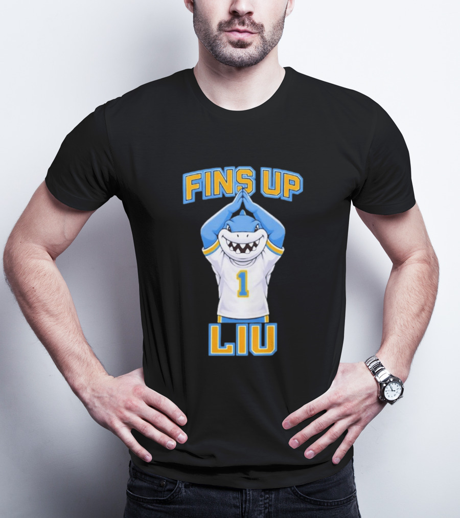 LIU Sharks Fins Up Number 1 Celebration T-Shirt
