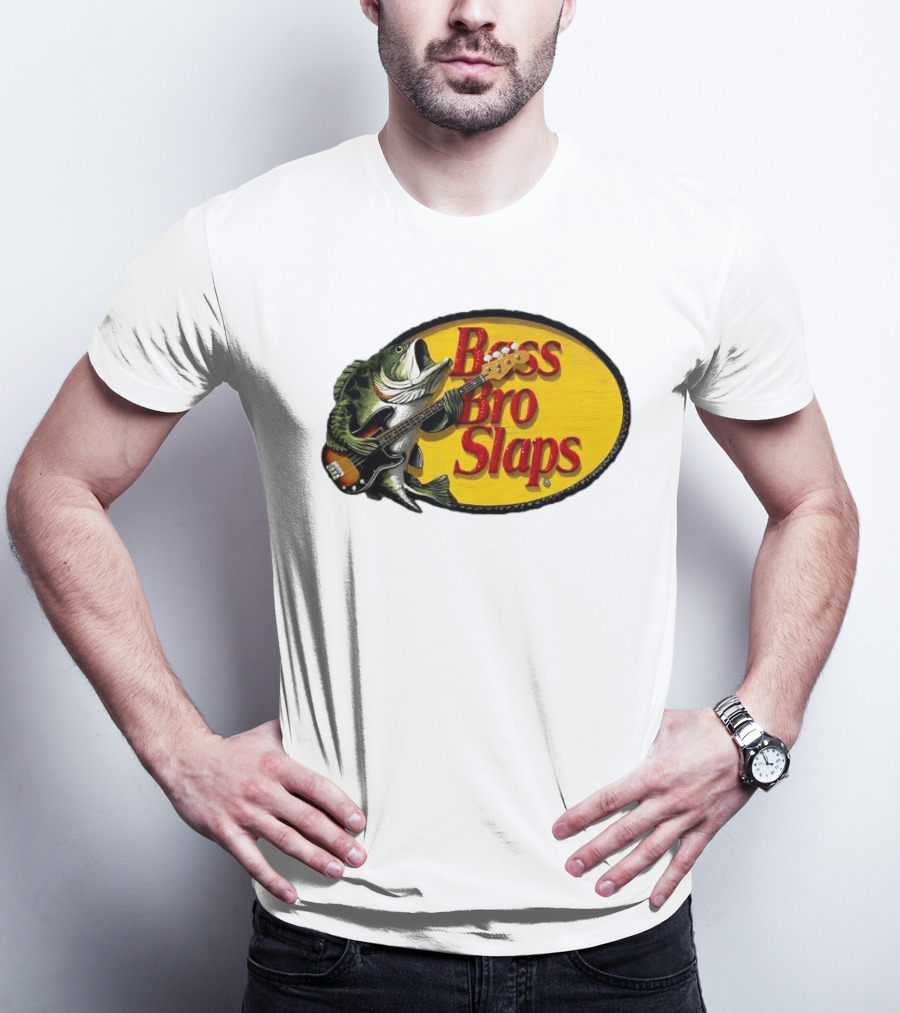 Bass Bro Slaps Fish Playing Electric Guitar T-Shirt