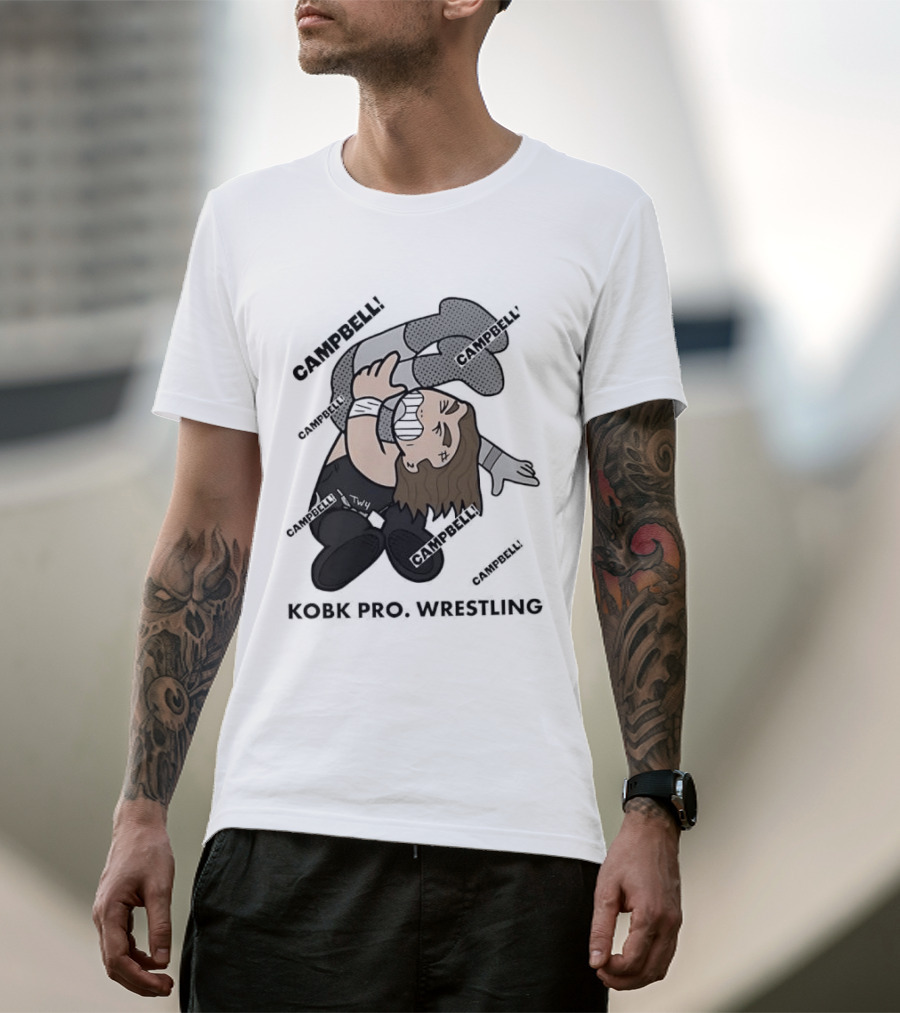 Campbell Kobk Pro Wrestling Black Gloved Wrestler Pinning Move T-Shirt