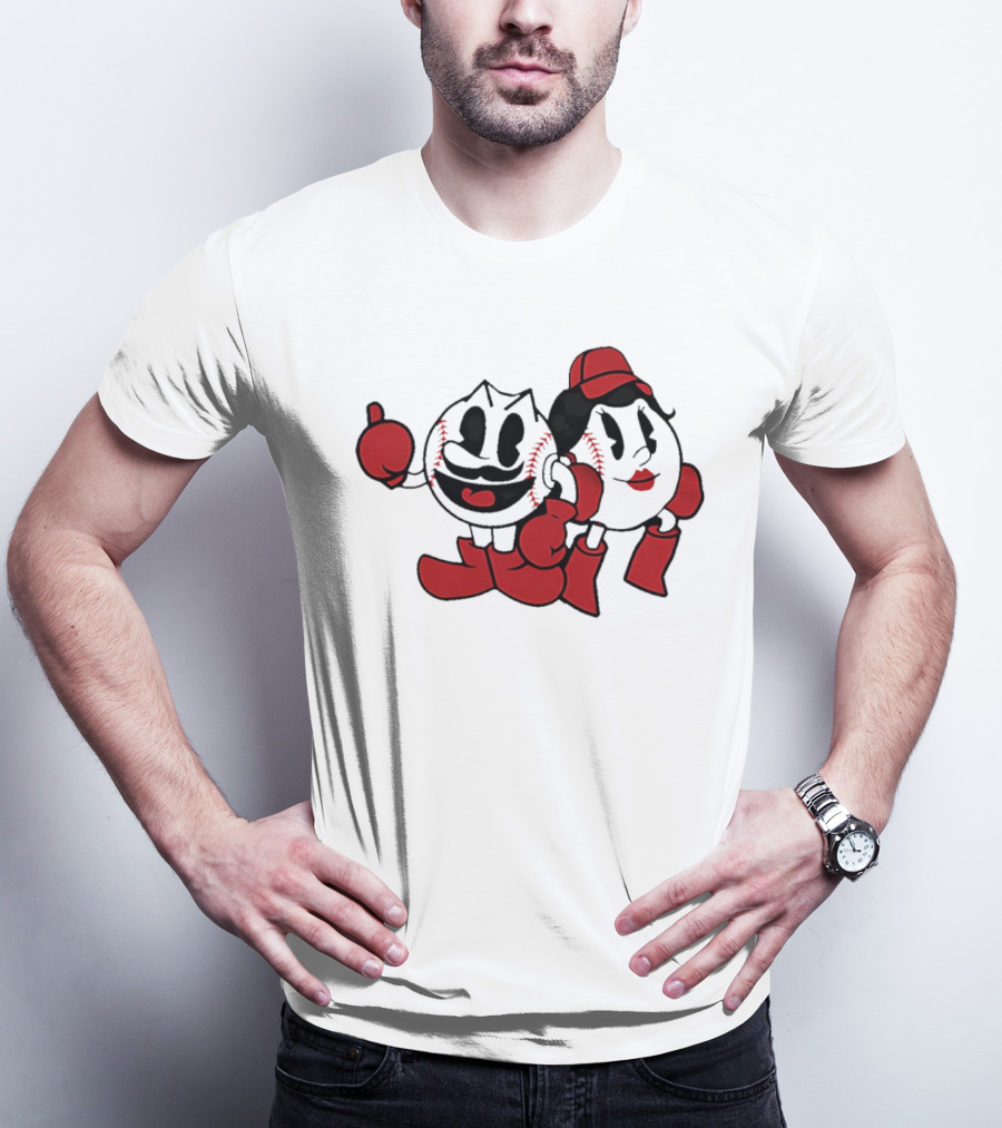 Cincinnati Reds Mr And Ms Baseball Cartoon T-Shirt