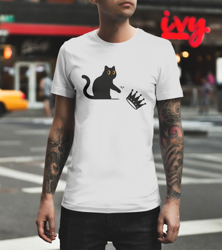No Kings Cat 2026 Meme Black Cat And Crown T-Shirt