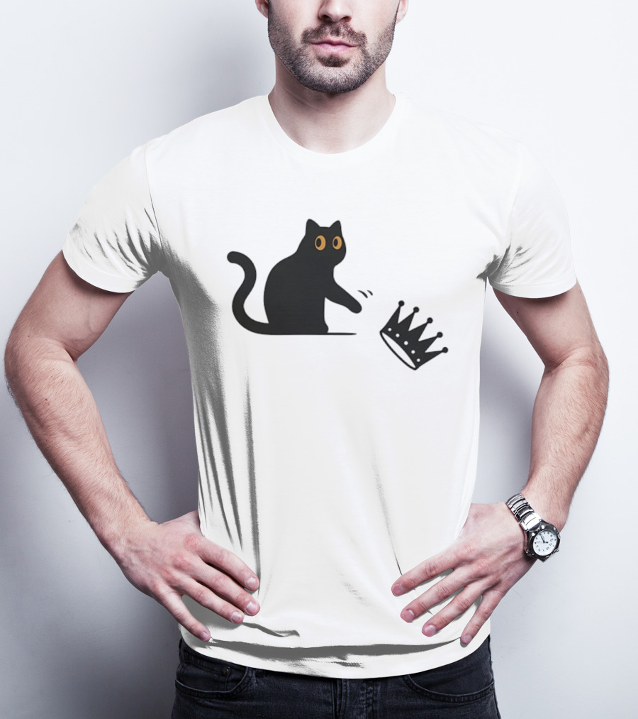No Kings Cat 2026 Meme Black Cat And Crown T-Shirt