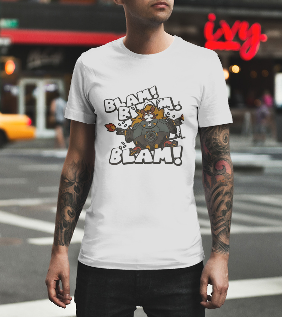 Wrecking Ball Blam Blam Blam Over Hamster Mech Action T-Shirt