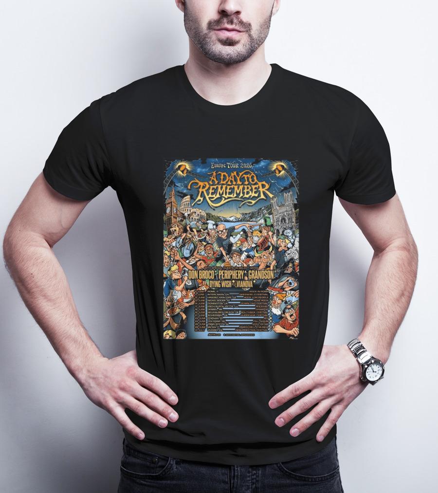 Europe Tour 2026 A Day To Remember Headline Shows Between Festivals Schedule T-Shirt