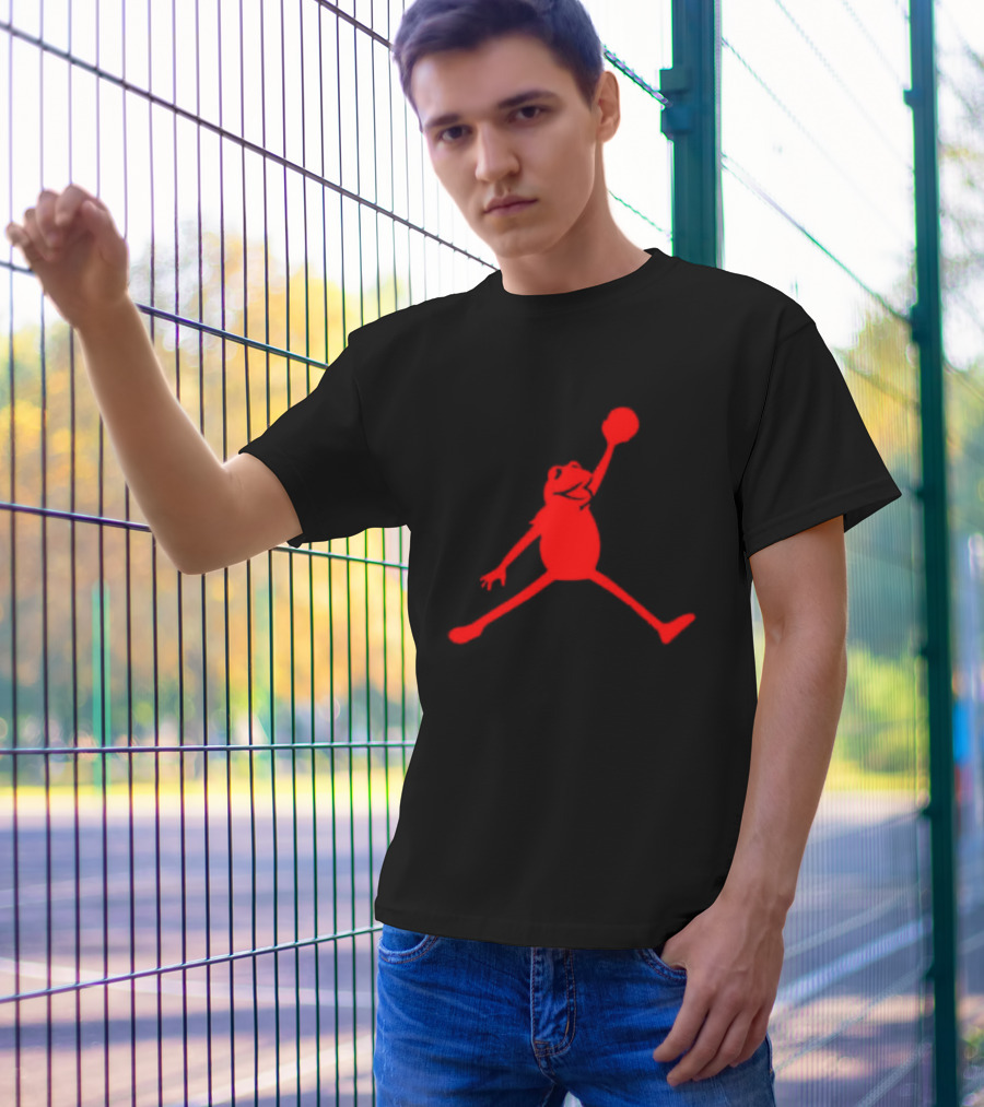 Jordan Frogs Jump Dunkman Kermit Parody Red T-Shirt