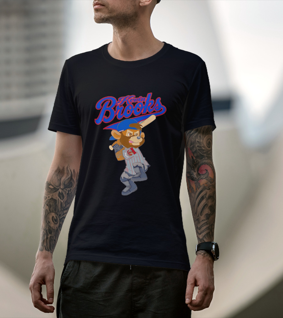 Kevin Brooks Cartoon Baseball Character With Bat And Jersey T-Shirt