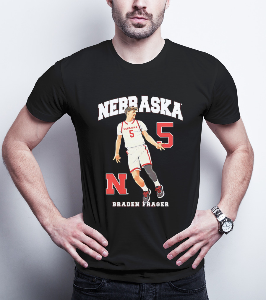 Braden Frager Nebraska Cornhuskers Basketball Number 5 N T-Shirt