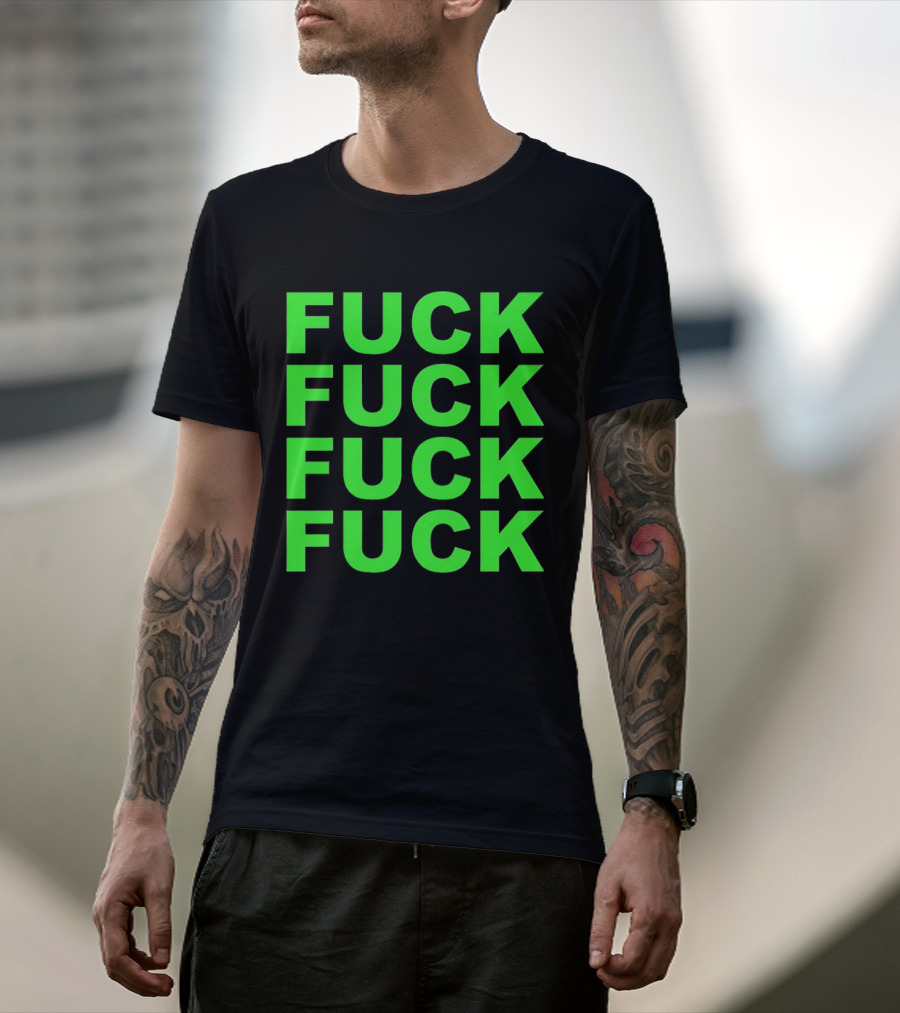 F<strong>* F</strong>* F<strong>* F</strong>* Repeated Bold Neon Green T-Shirt