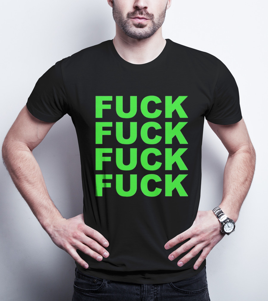 F<strong>* F</strong>* F<strong>* F</strong>* Repeated Bold Neon Green T-Shirt