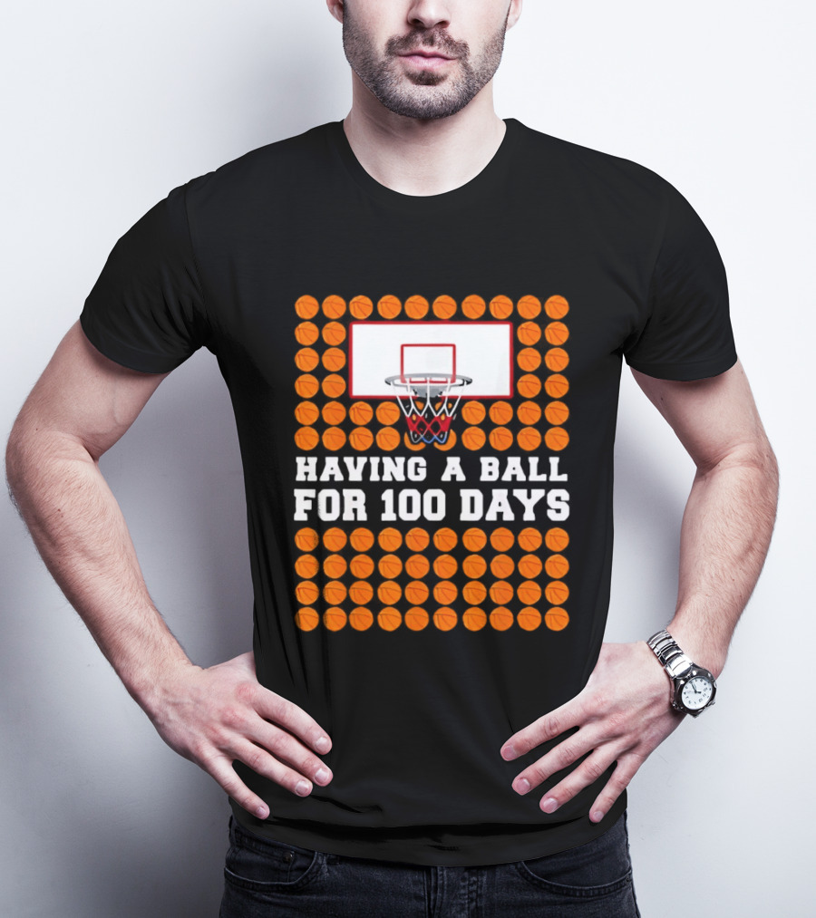 100 Days Of School Basketball Fun 100th Day Balls T-Shirt