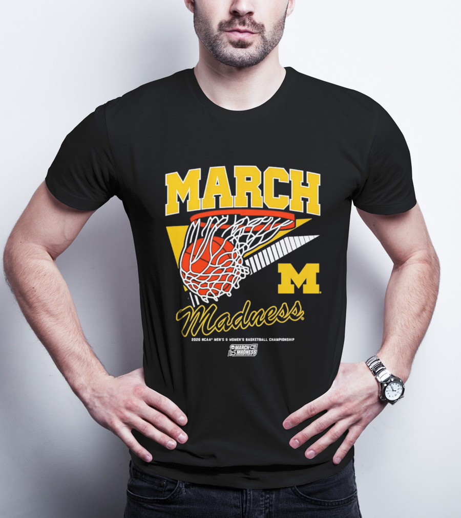 Michigan Wolverines March Madness MBB & WBB 2026 Basketball Championship Swish T-Shirt