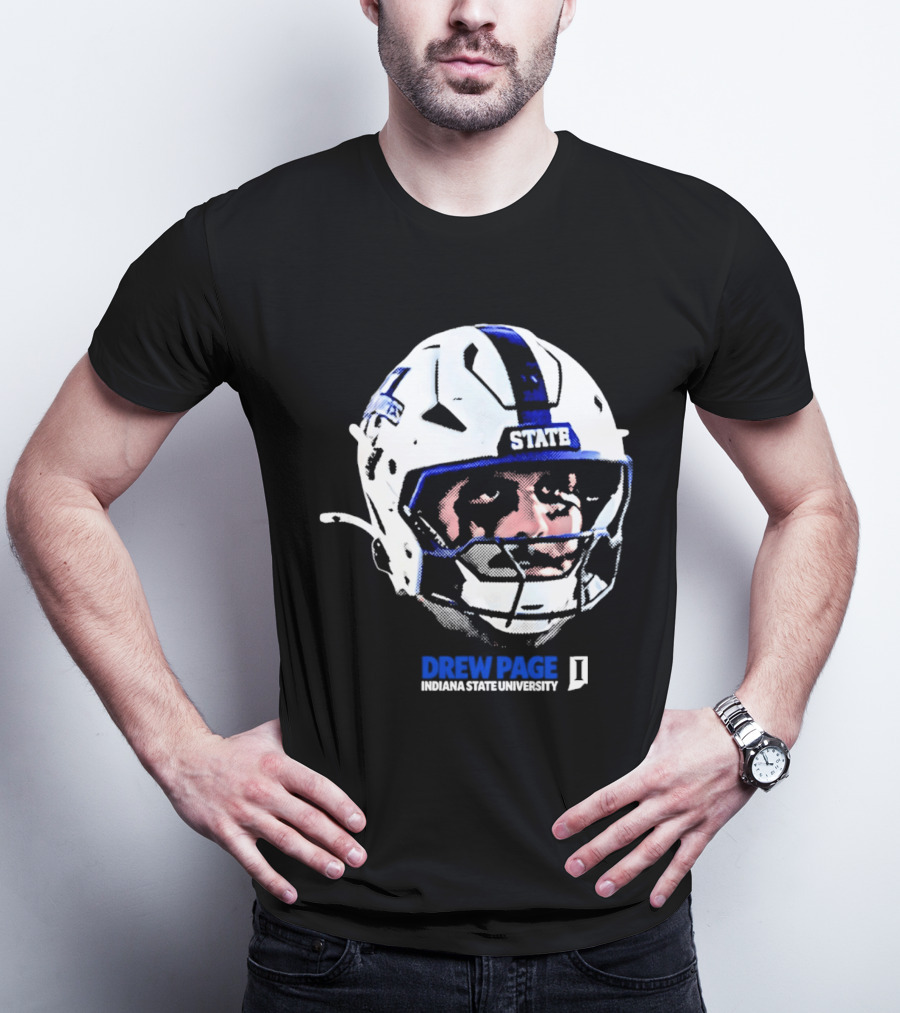 Drew Page Indiana State University Football Helmet Big Head T-Shirt