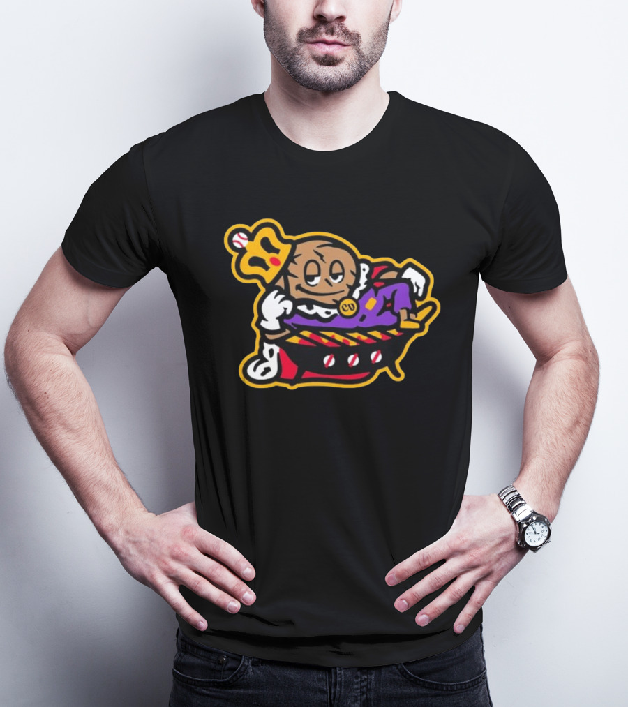 Visalia Central Valley Sir Loins Baseball King Character In Purple Robe And Crown T-Shirt