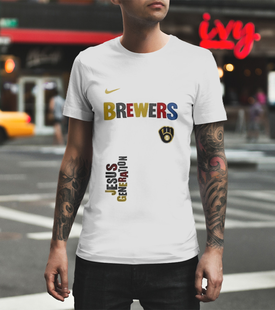Nike Brewers Jesus Generation Tour Milwaukee Baseball T-Shirt