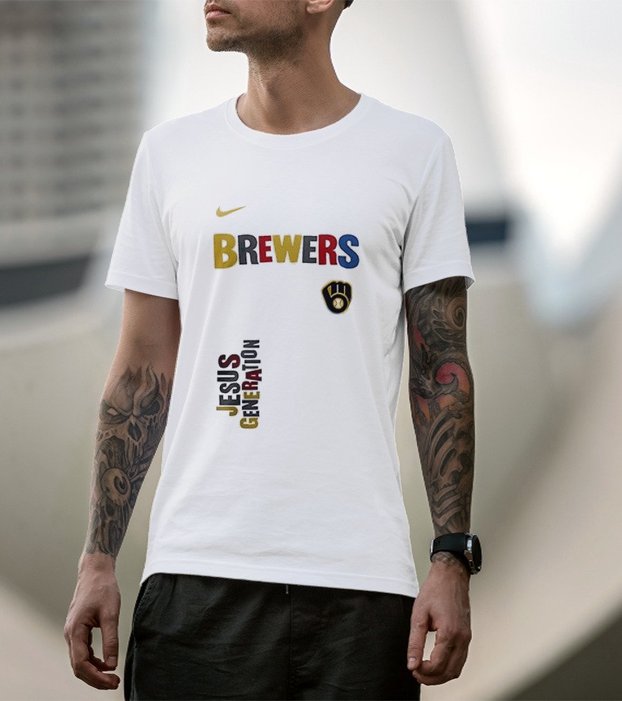 Nike Brewers Jesus Generation Tour Milwaukee Baseball T-Shirt