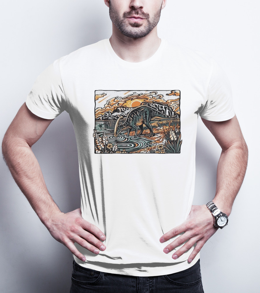 Parasaurolophus Dream In Cretaceous Landscape T-Shirt