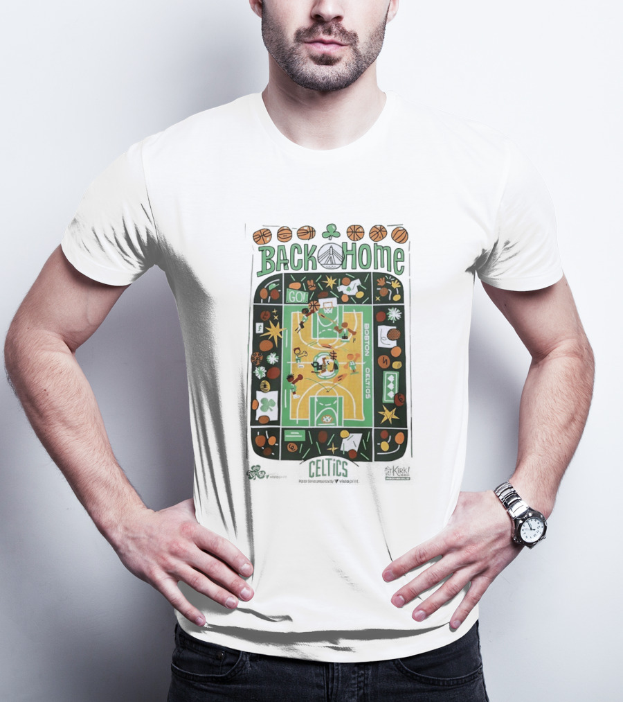 Back Home Boston Celtics Basketball Court With Go Team Spirit T-Shirt