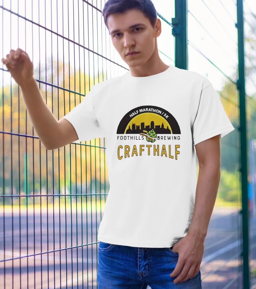 Foothills Brewing CrafHalf Half Marathon 5K City Skyline T-Shirt