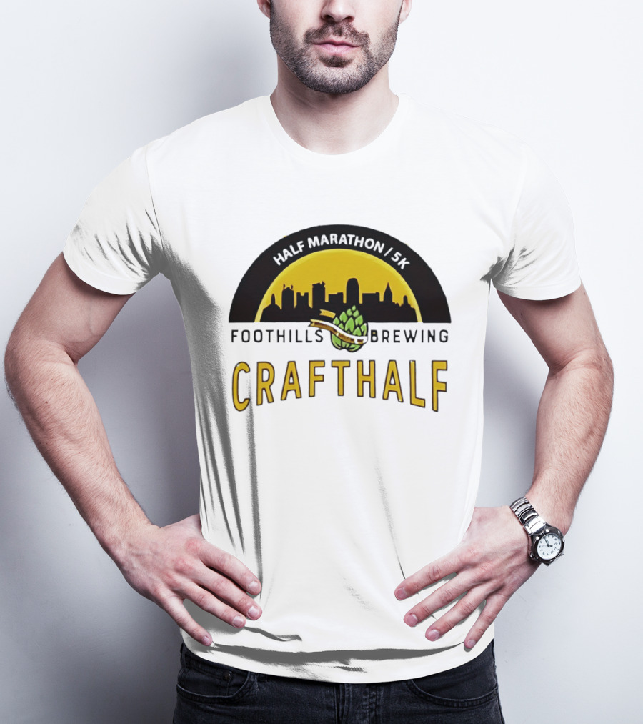Foothills Brewing CrafHalf Half Marathon 5K City Skyline T-Shirt