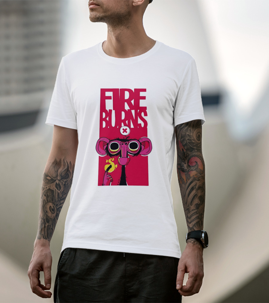 FIre Burns Monkey With Burning Hand T-Shirt