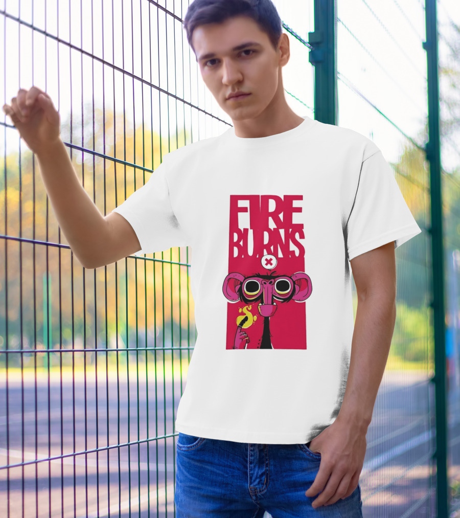 FIre Burns Monkey With Burning Hand T-Shirt