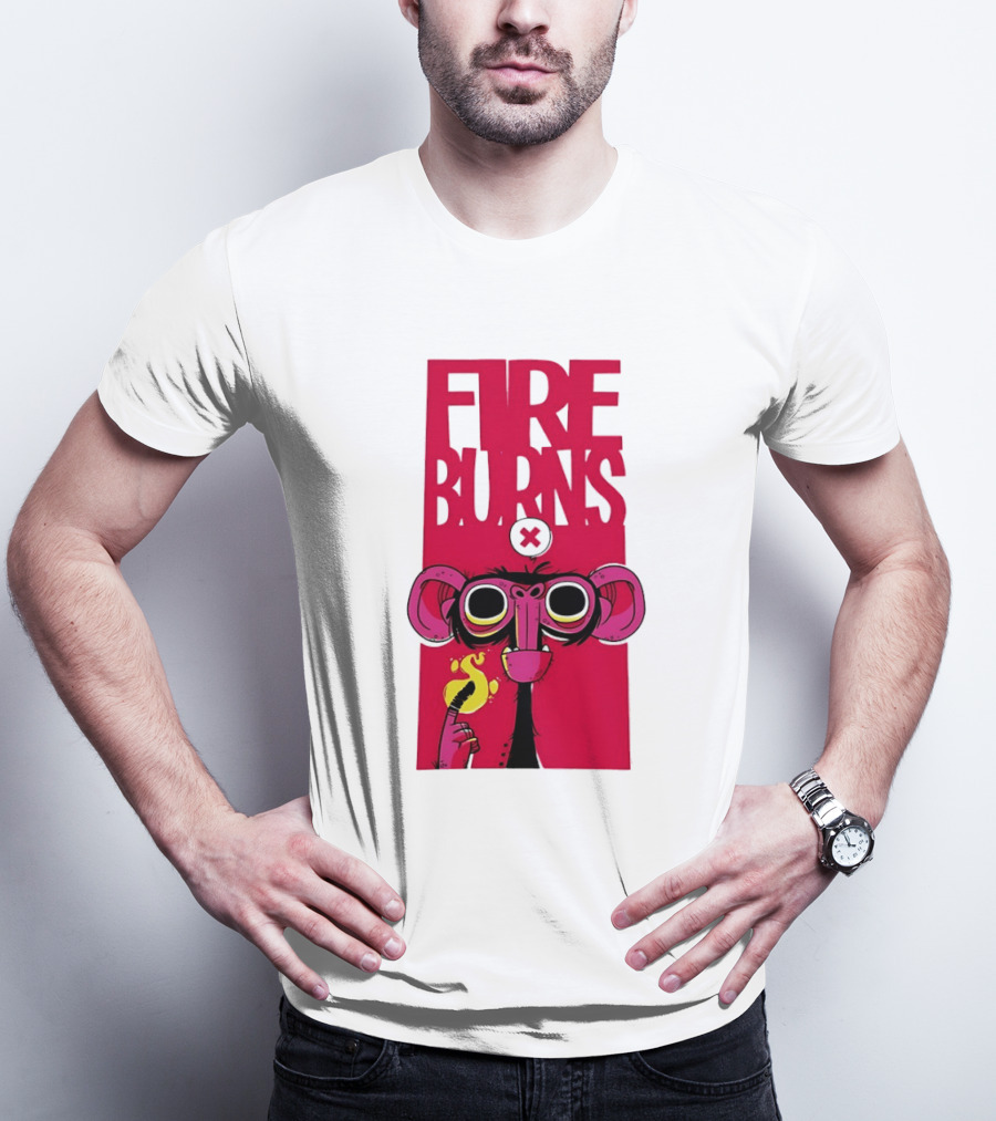 FIre Burns Monkey With Burning Hand T-Shirt