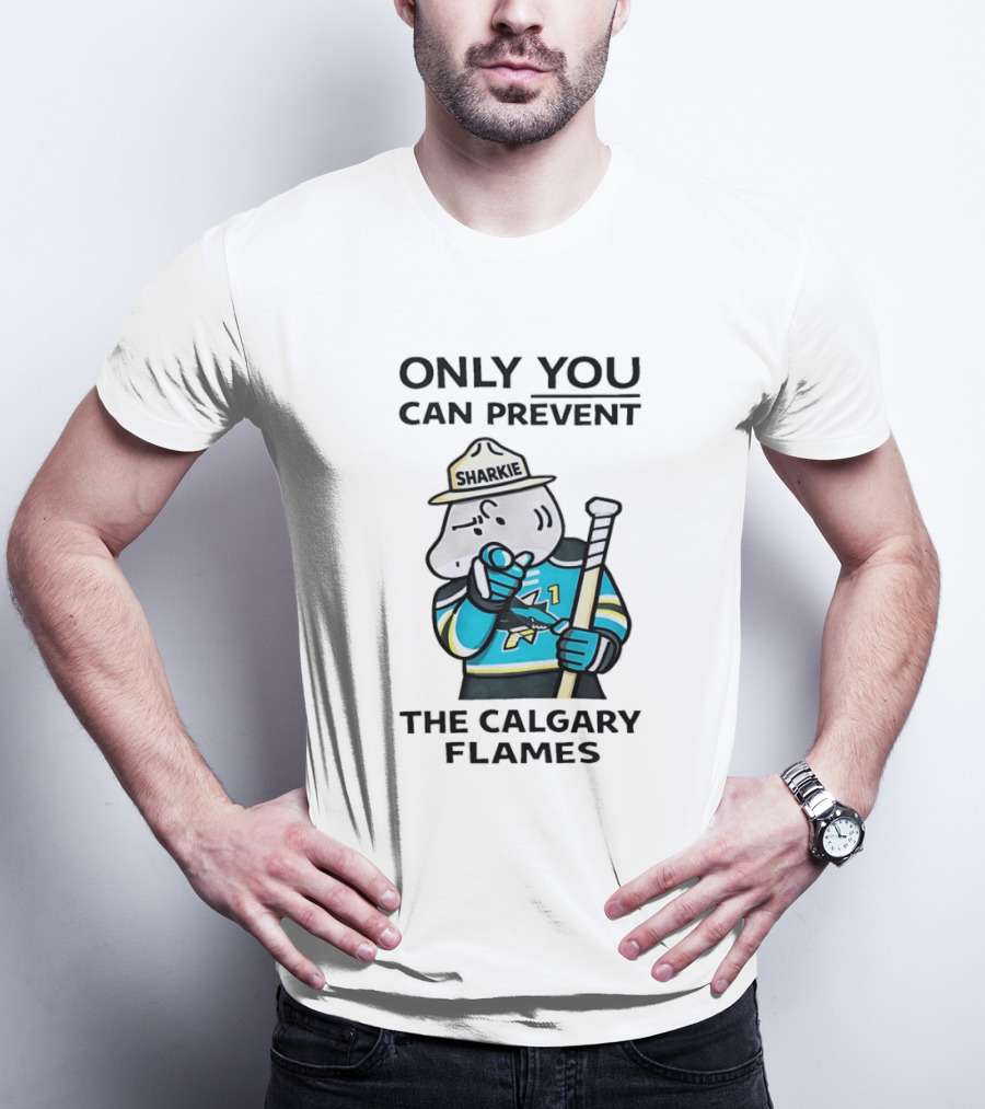 San Jose Sharks Sharkie Only You Can Prevent The Calgary Flames T-Shirt