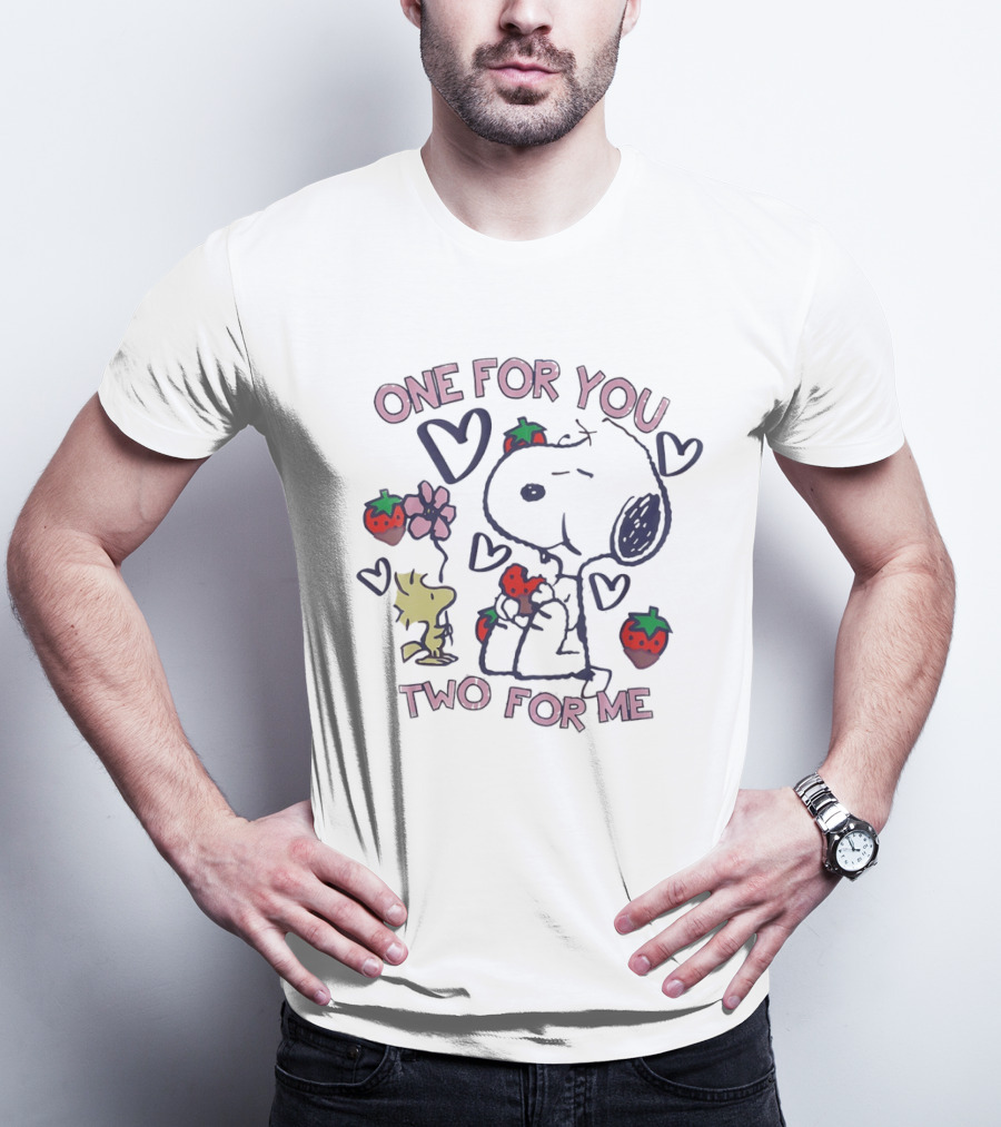 Snoopy Woodstock Strawberry Hearts One For You Two For Me T-Shirt
