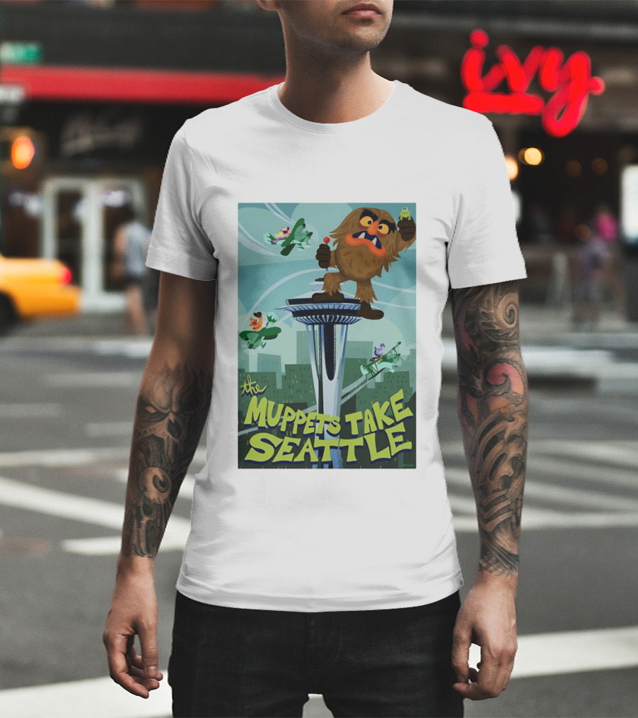 The Muppets Take Seattle Space Needle Adventure With Frog And Characters T-Shirt