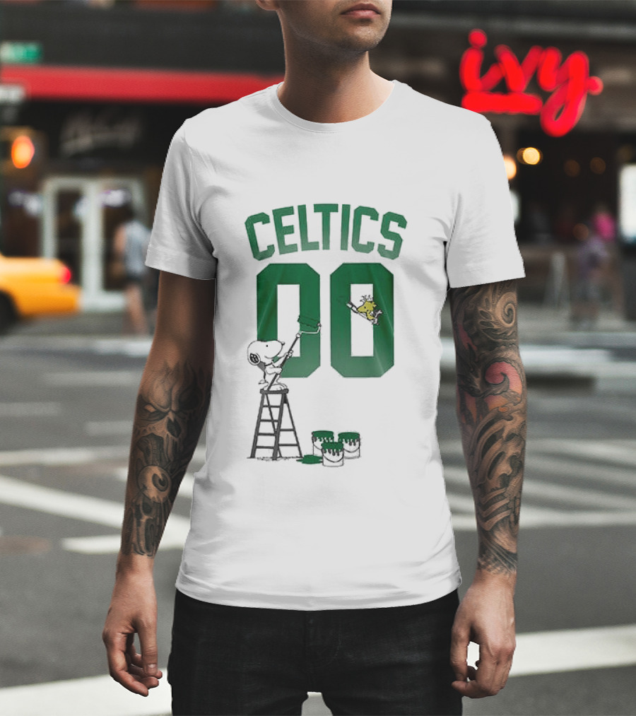 Celtics Snoopy Shut Up And Dribble 00 Painting Peanuts Collaboration T-Shirt
