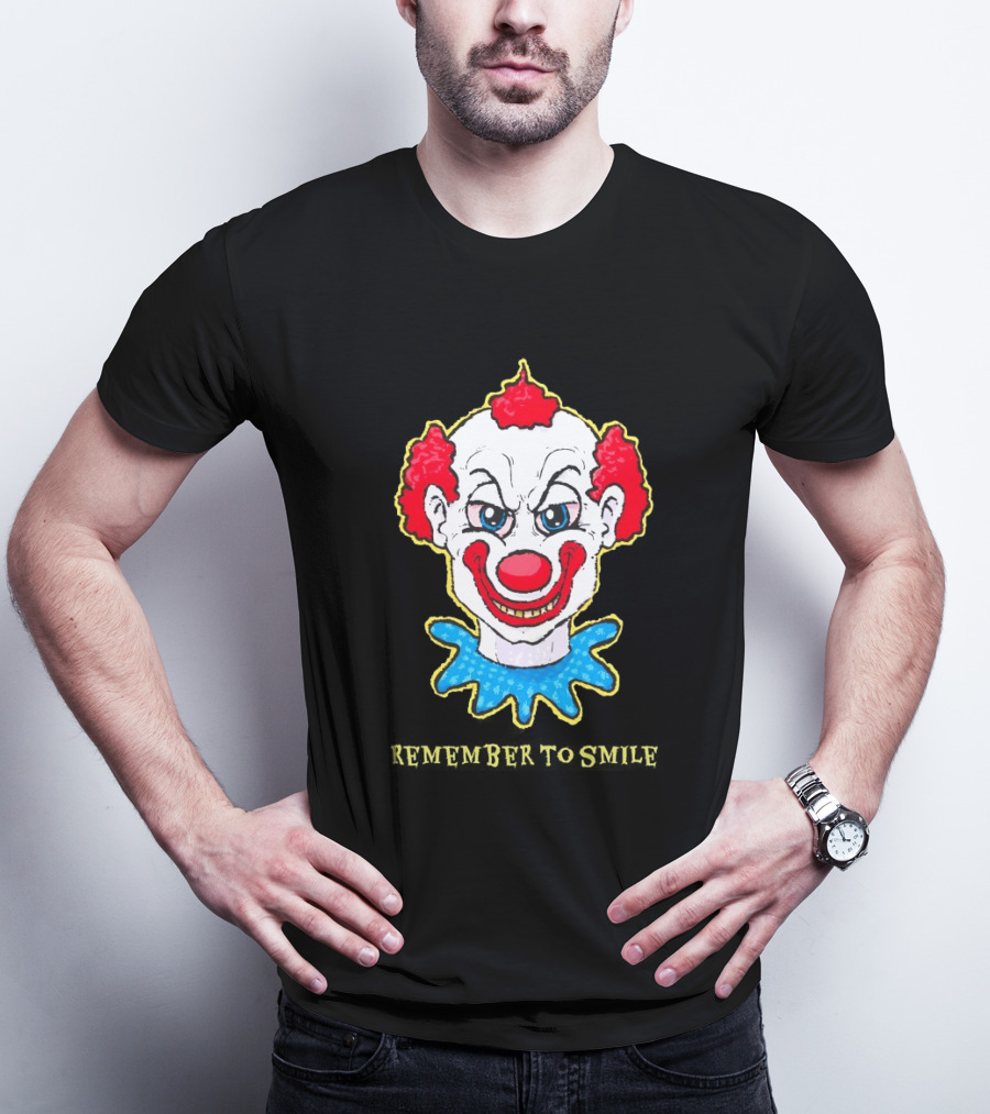 Evil Clown Remember To Smile Creepy Red White Blue T-Shirt
