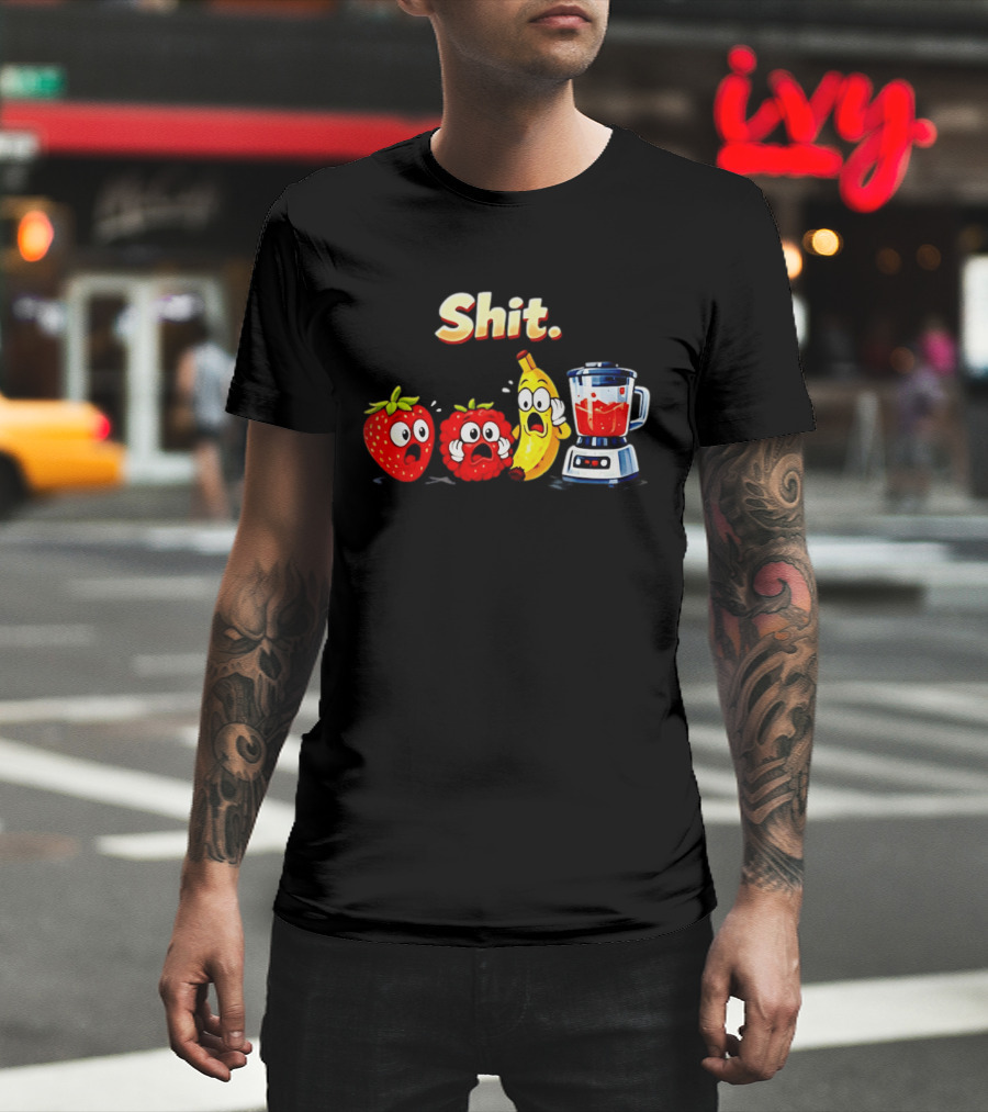 Panic Fruit Characters Blender Humor Smoothie Shit T-Shirt