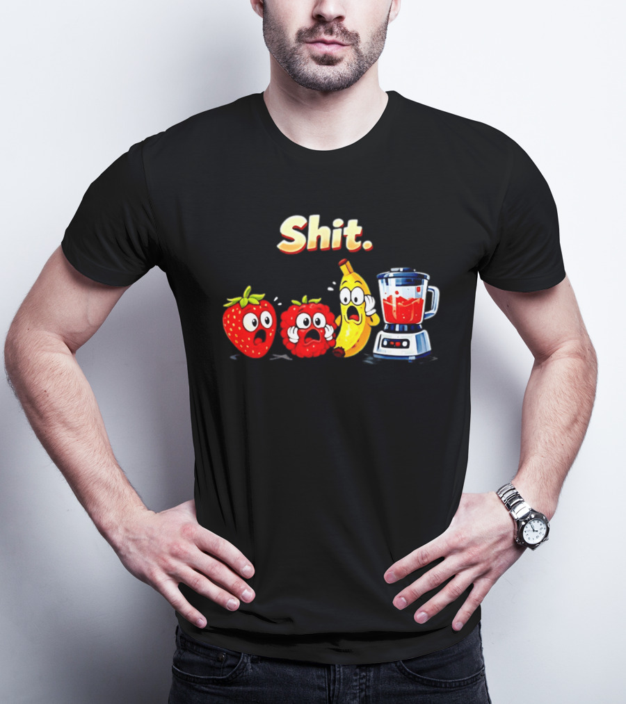 Panic Fruit Characters Blender Humor Smoothie Shit T-Shirt